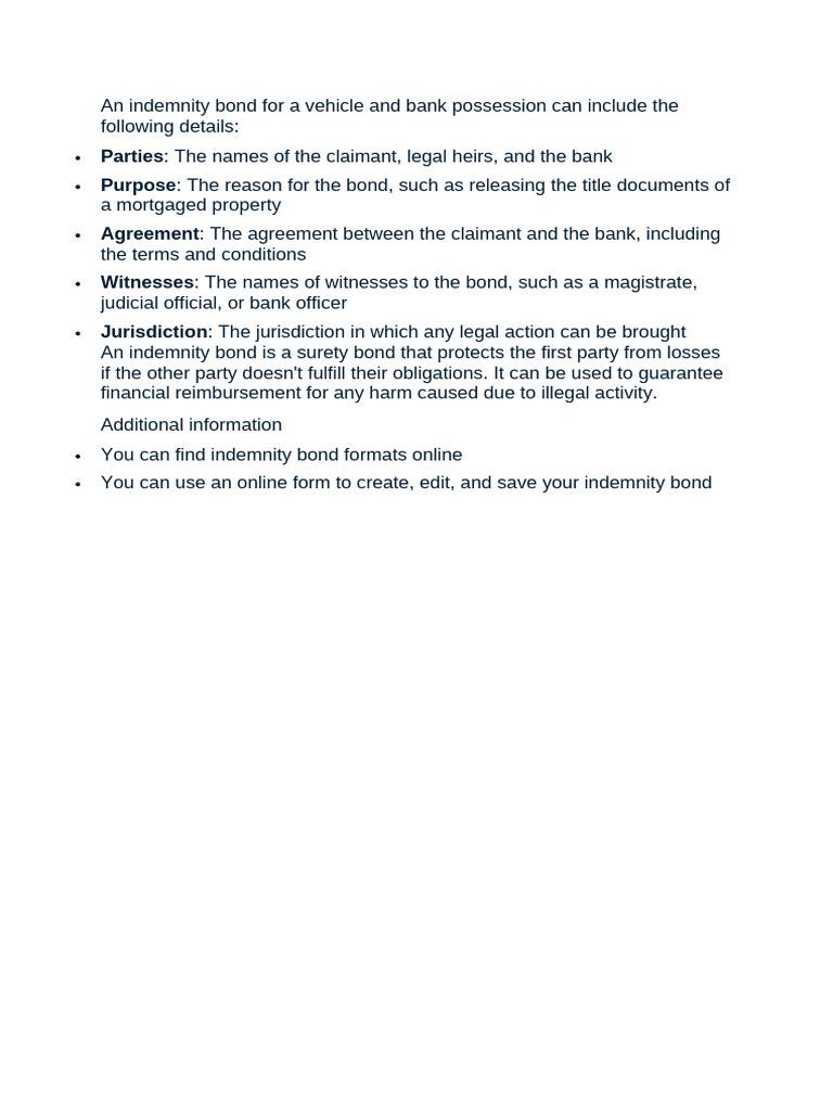 Indemnity Bonds: A Quick Guide | PDF