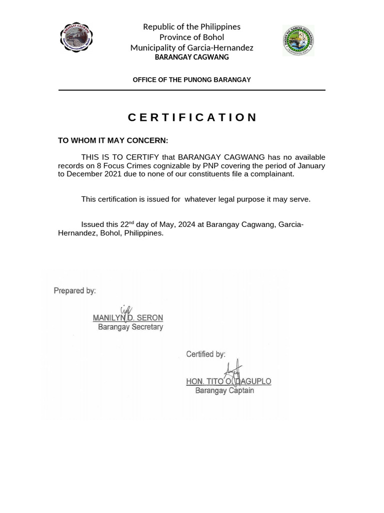 Barangay-Certification-8FC[1] | PDF