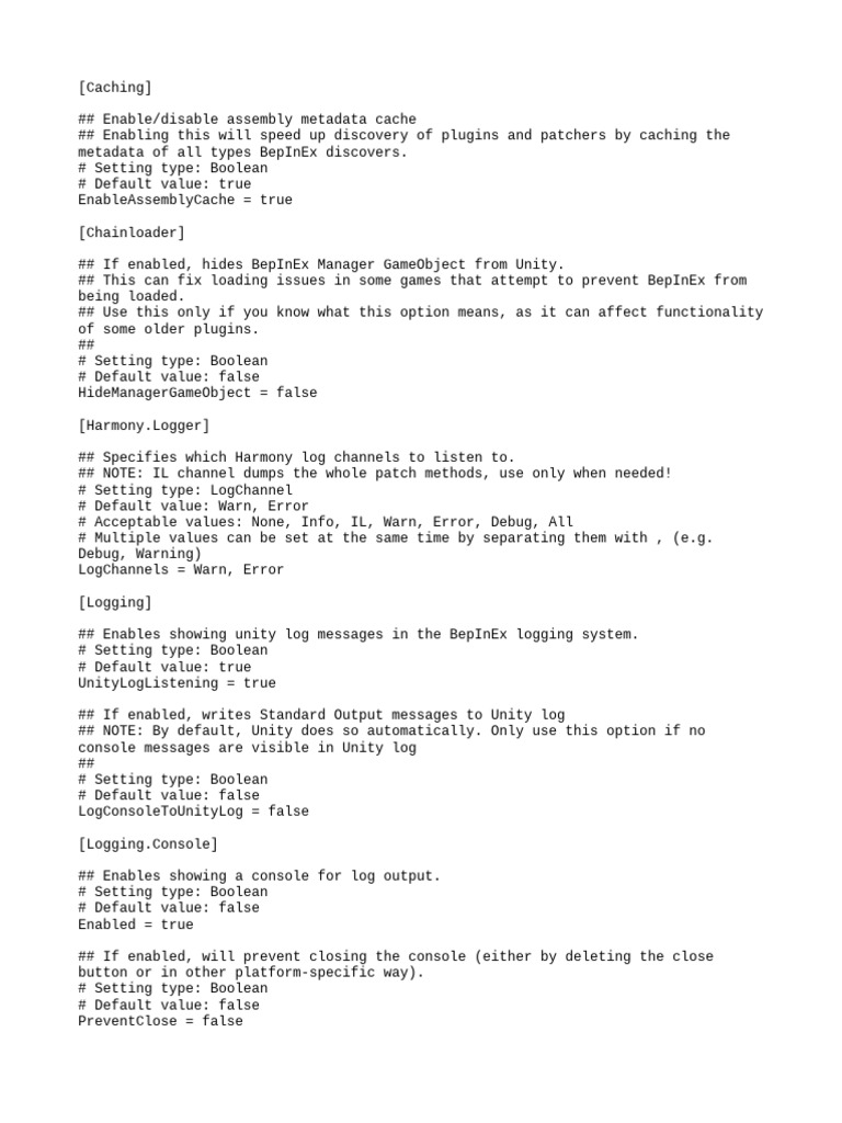 BepInEx.cfg | PDF | Boolean Data Type | Debugging