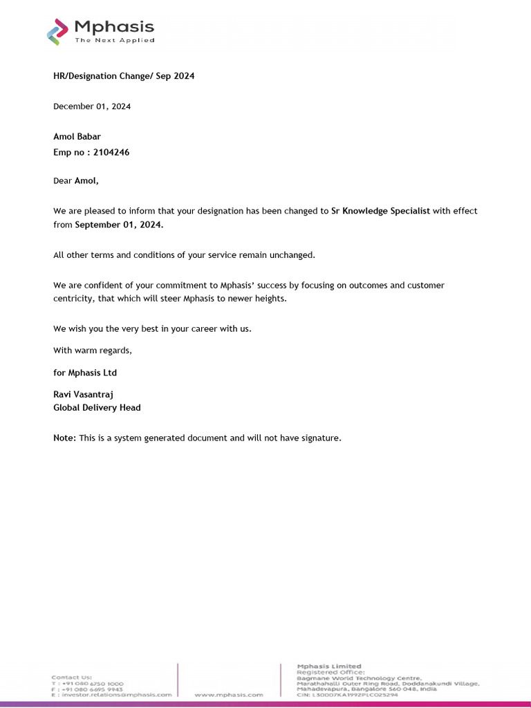 Designation Change Notification | PDF