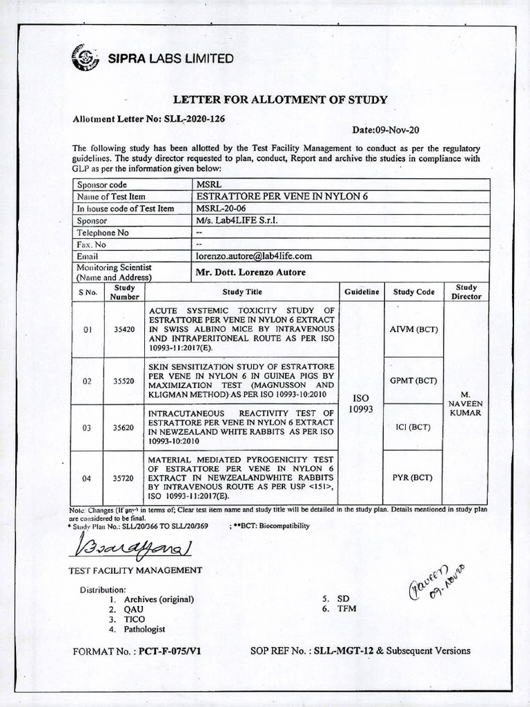 Sipra Labs Limited: Letter FOR Allotment OF Study | PDF