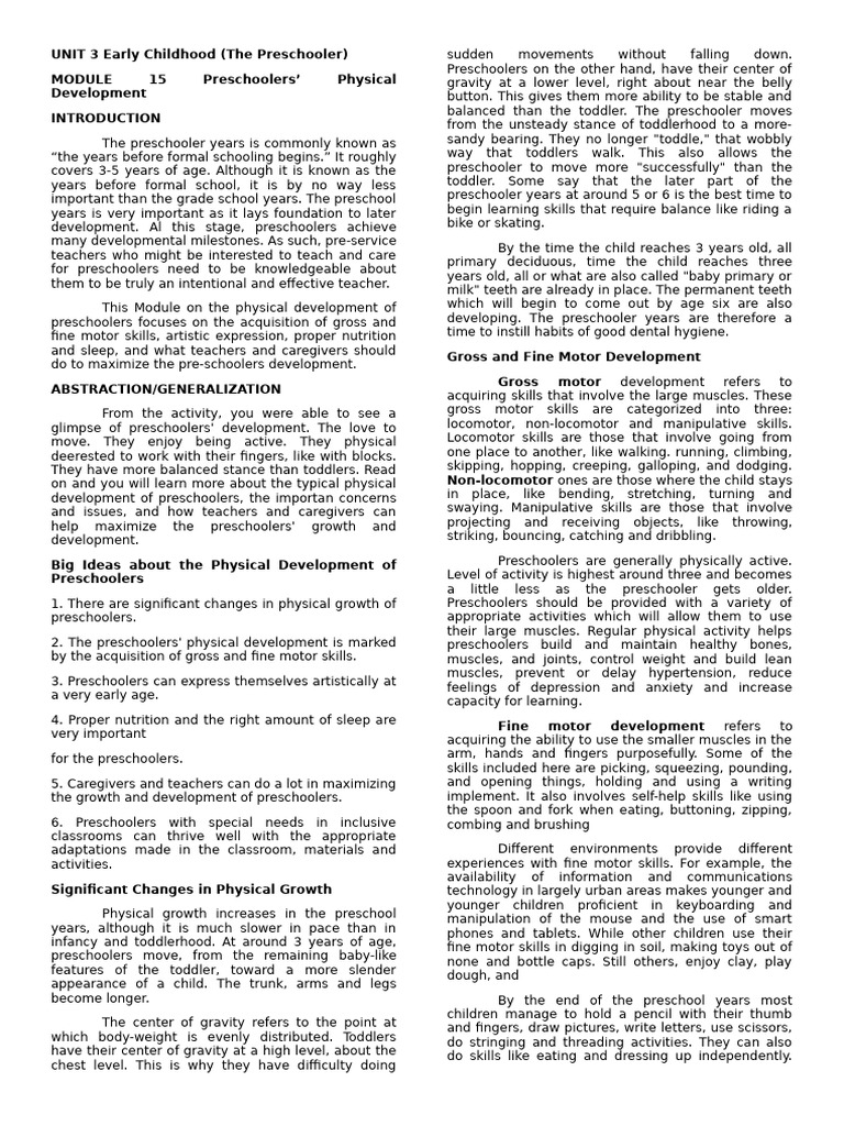 MODULE 15 | PDF | Toddler | Preschool
