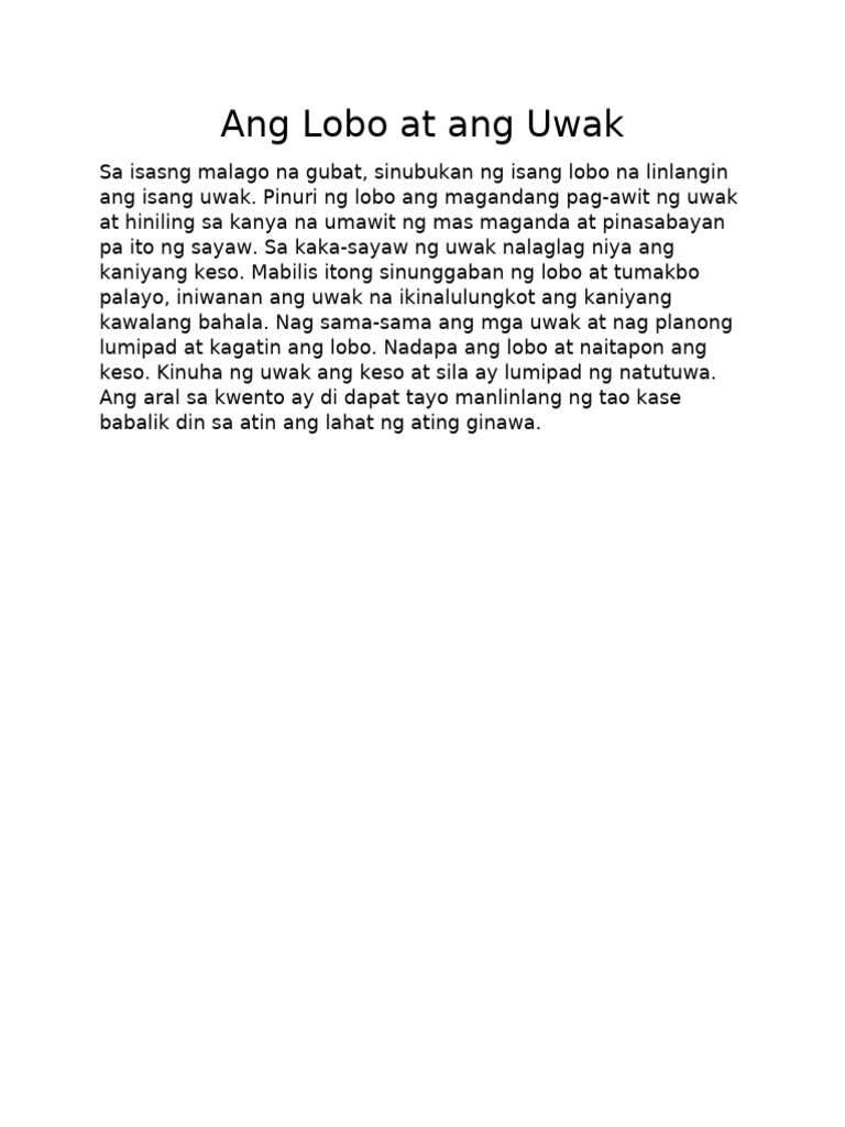 Ang Lobo at Ang Uwak | PDF