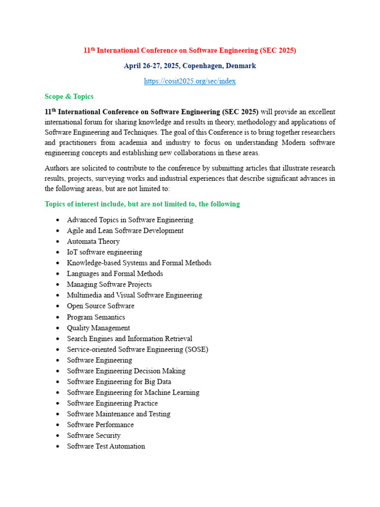 Software Engineering Conference 2025 | PDF | Software | Computer Science