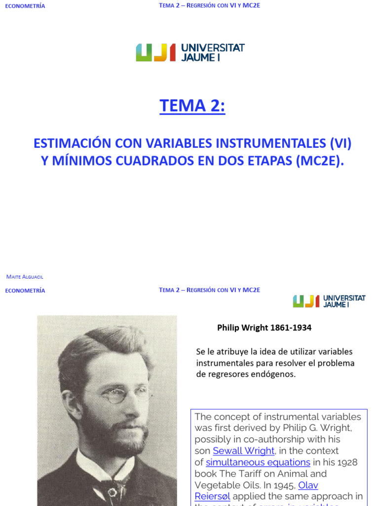 Tema 2 ECONOMETRIA II (Maite Alguacil) Parte 2 | PDF | Econometría | Mínimos cuadrados ordinarios