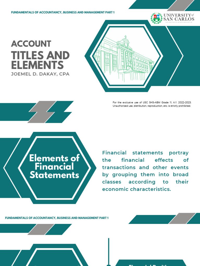 ACC 01 - Account Titles and Elements | PDF | Expense | Equity (Finance)