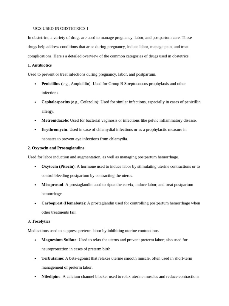 Drugs Used in Obstetrics I | PDF | Childbirth | Medical Specialties