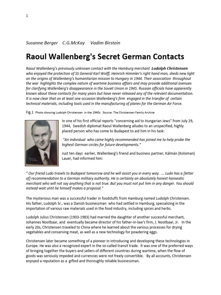 Raoul Wallenbergs Secret German Contacts | PDF