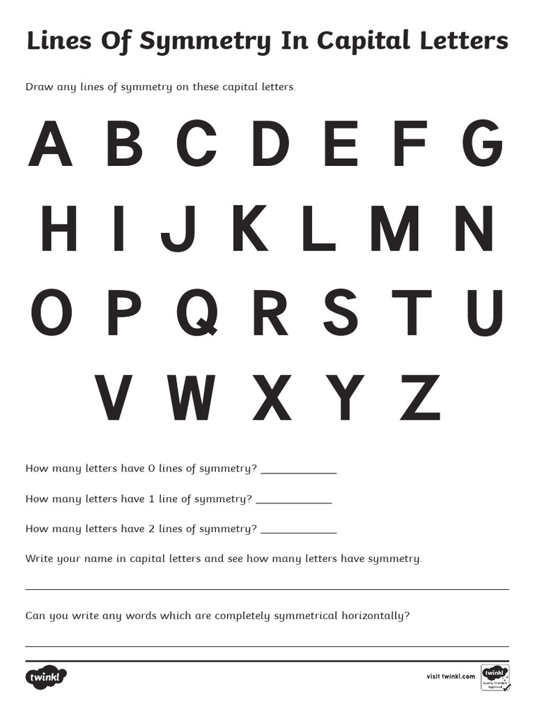 Lines of Symmetry in The Alphabet Activity Sheets | PDF