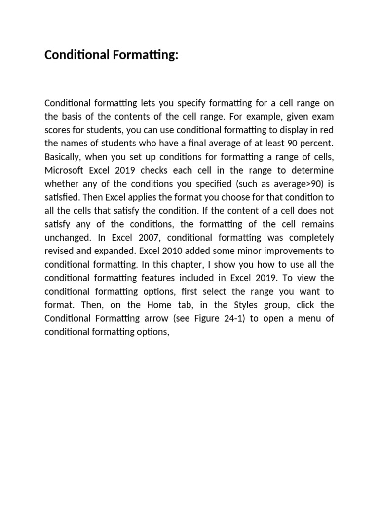 Conditional Formatting | PDF