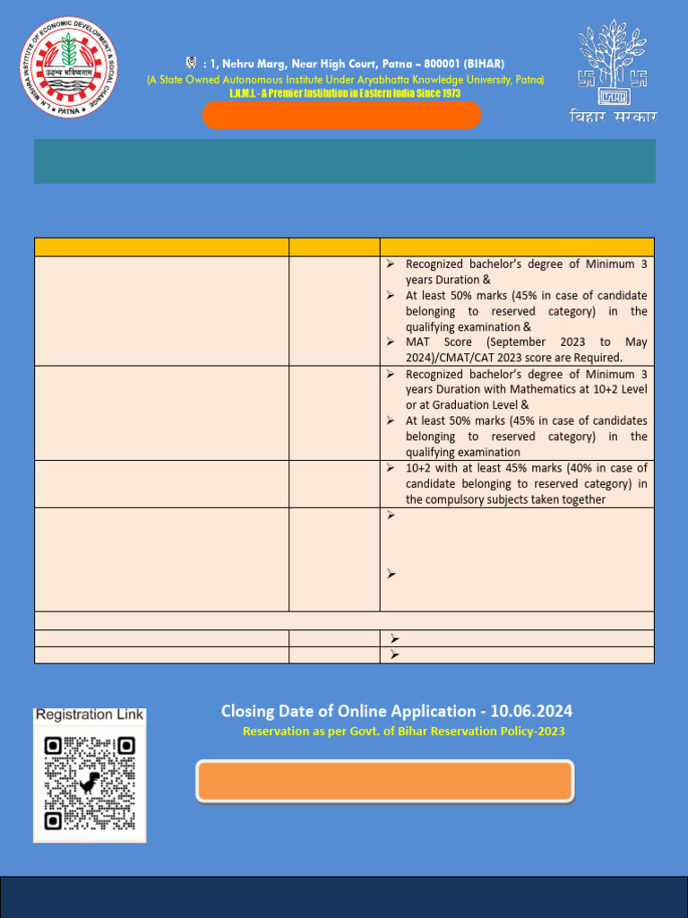 LN Mishra Institute Admission Notice 2024 | PDF | Career And Technical ...