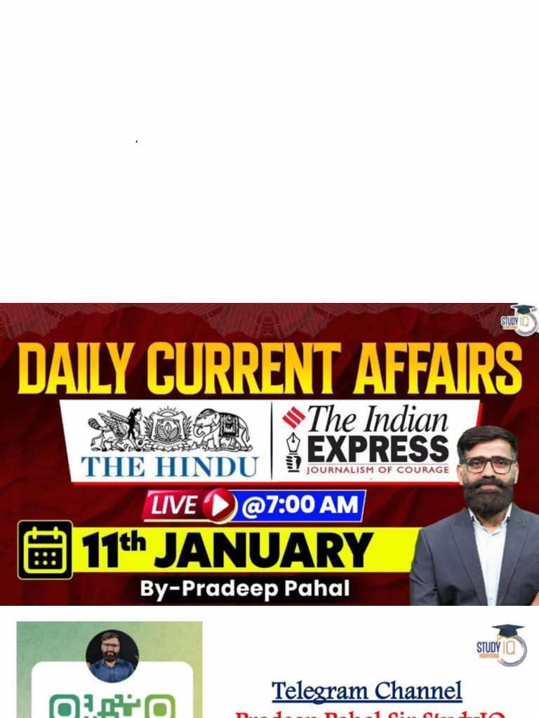 11 Jan Daily Current Affairs by Pradeep Pahal Sir - Compressed | PDF