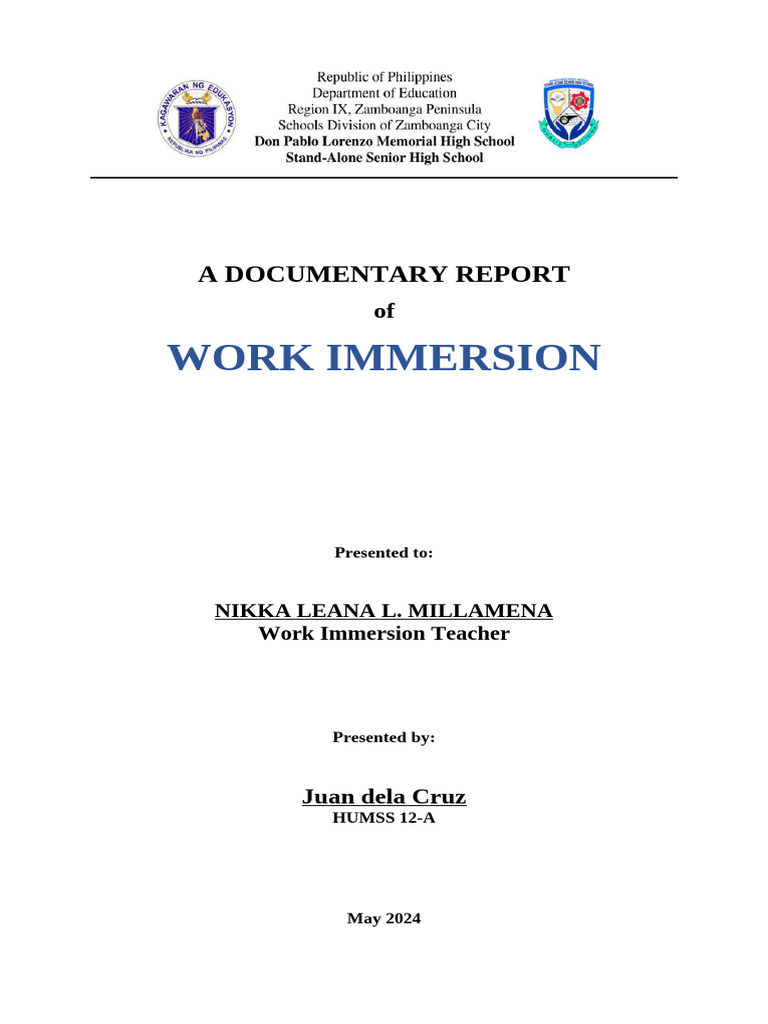Work Immersion Portfolio Template Don Pablo | PDF