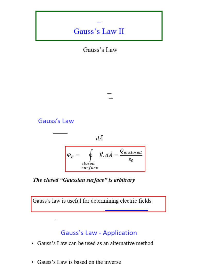 Gauss's Law Overview for Physics 1E03 | PDF | Electric Field | Geometry