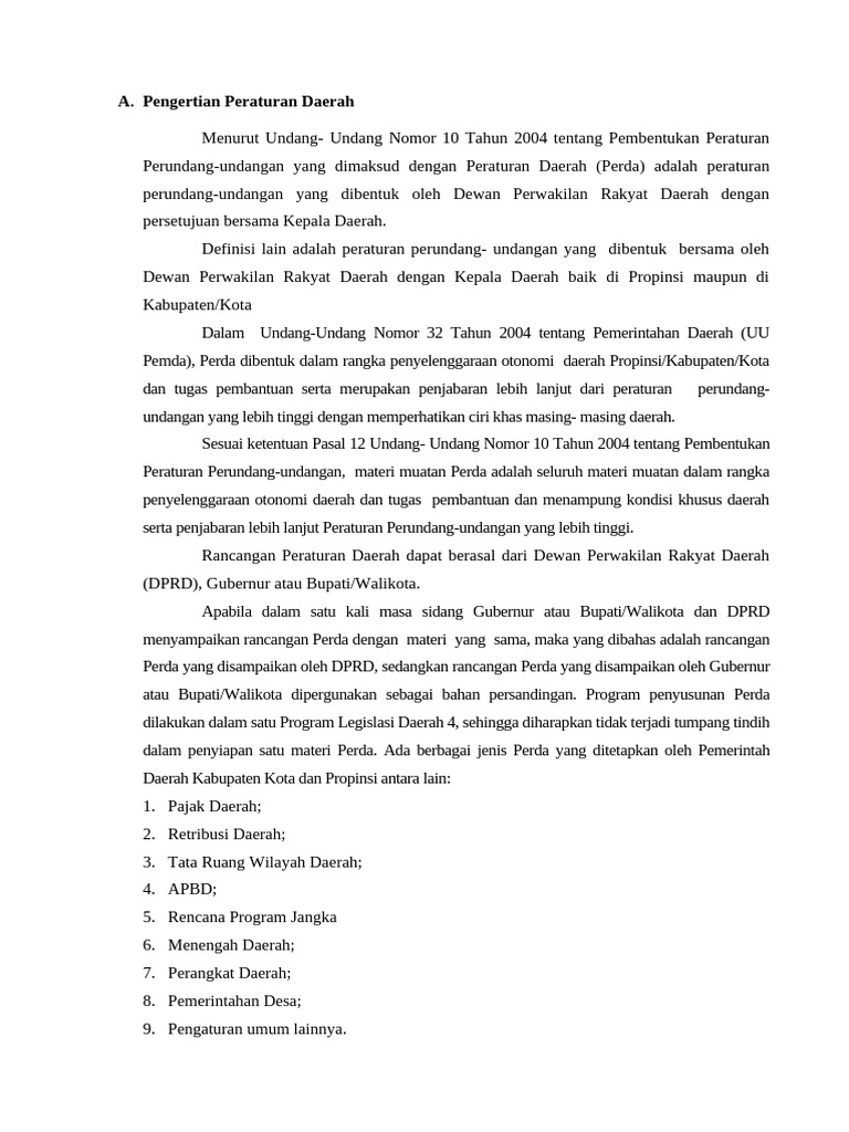 Pengertian perda | PDF