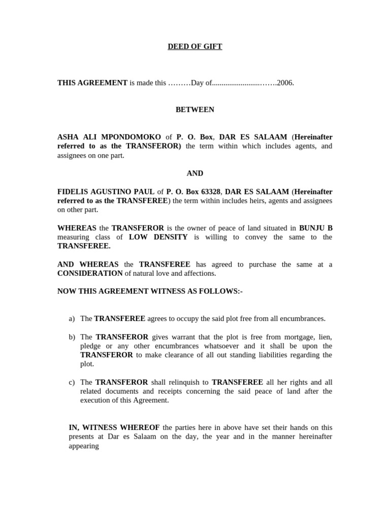 Deed of Gift | PDF