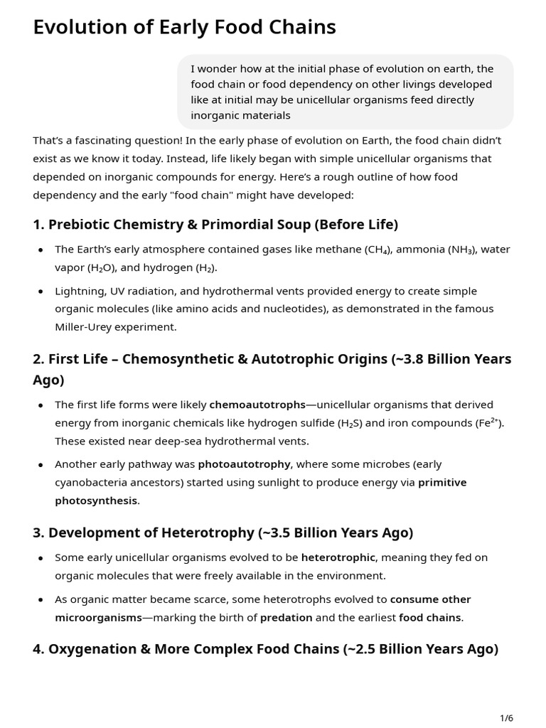 Early Food Chains and Sustainable Harvesting | PDF | Foods | Biology