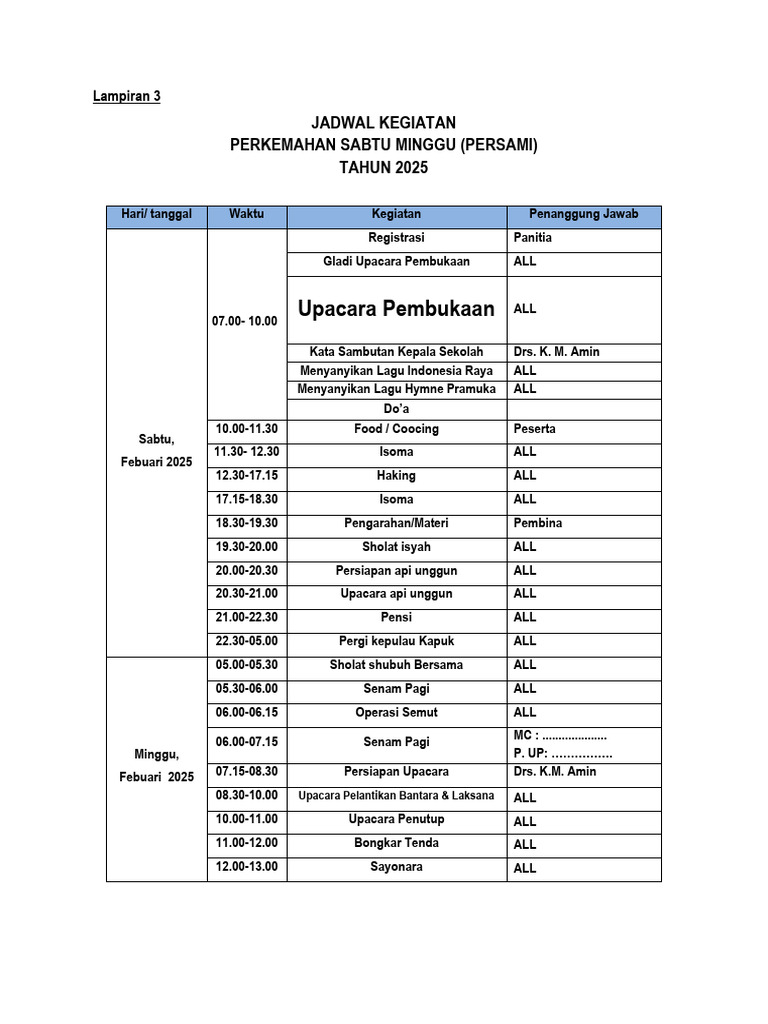 Jadwal Persami 2025 untuk SD | PDF