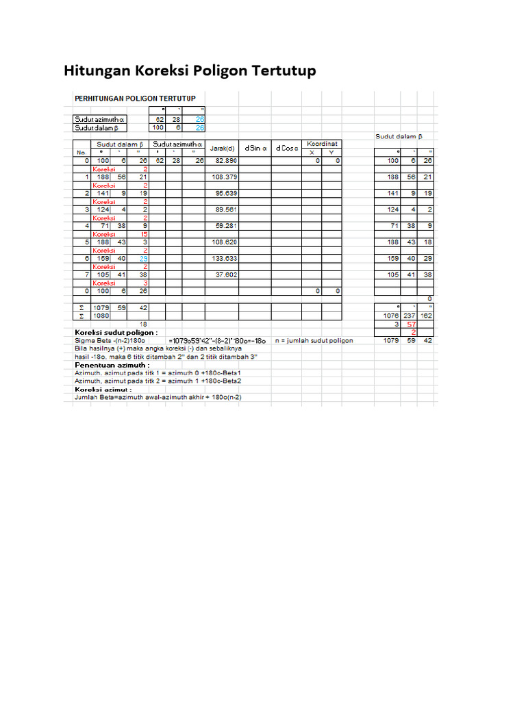 Hitungan Poligon Tertutup Ok | PDF
