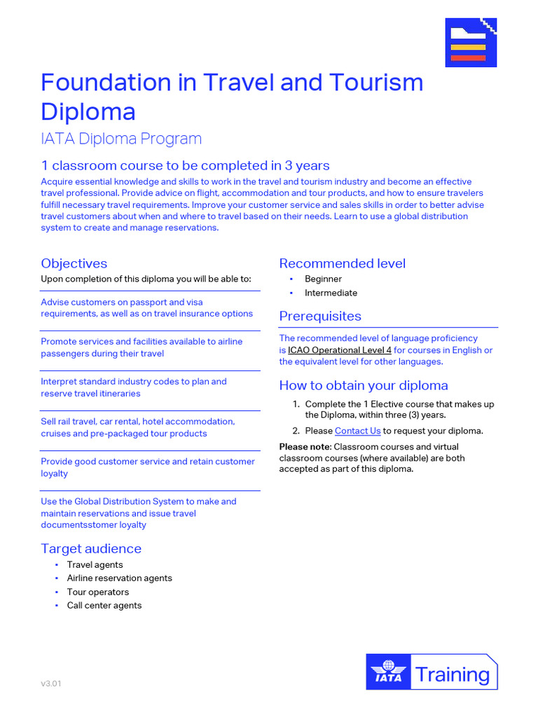 Travel and Tourism Diploma Overview | PDF