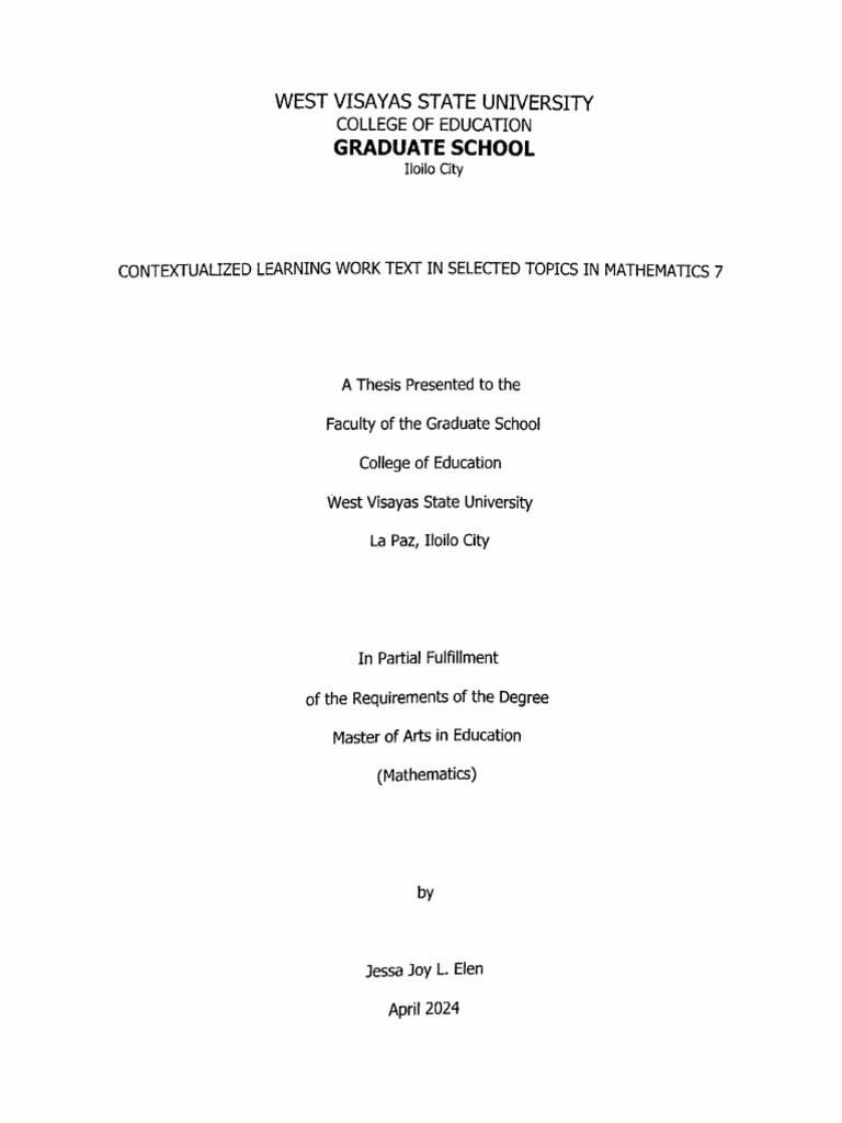 Contextualized Math Work Text for Grade 7 | PDF | Educational ...