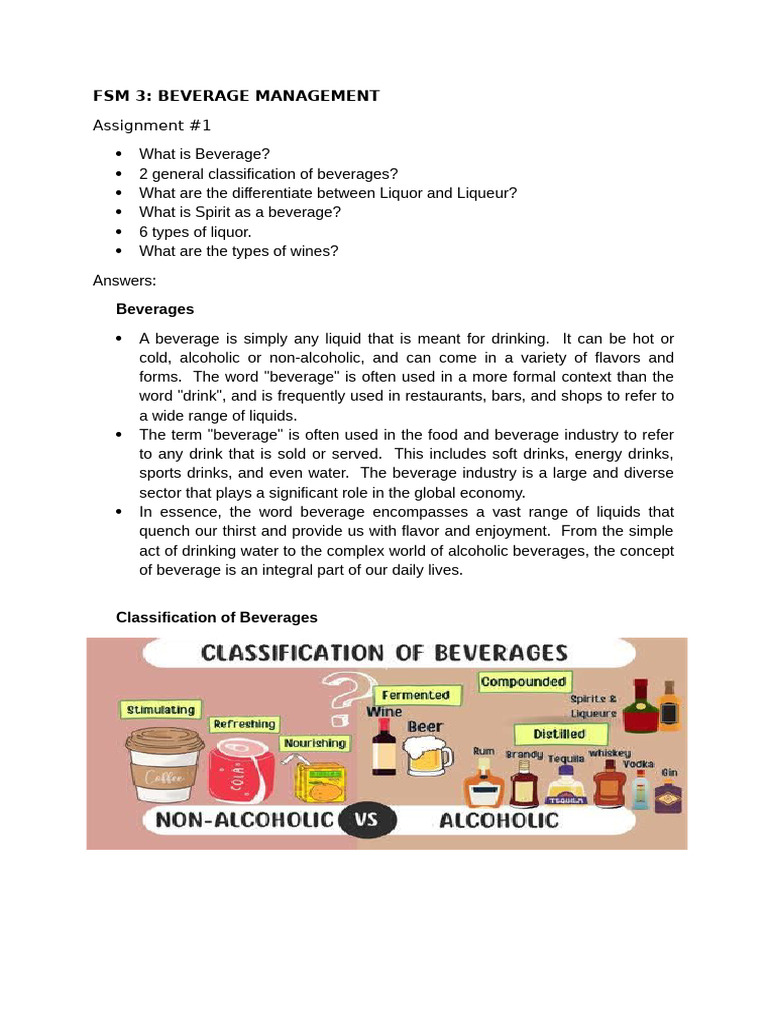 Beverage Classification and Types | PDF | Alcoholic Beverages | Drink