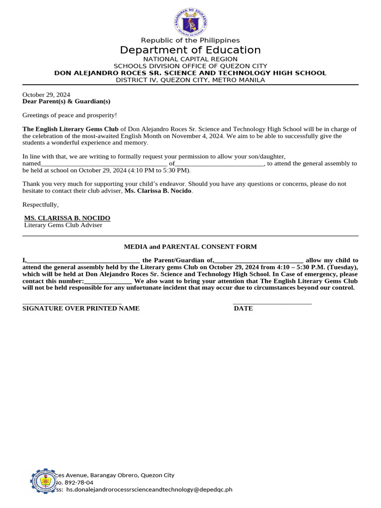 General Assembly Consent Letter | PDF
