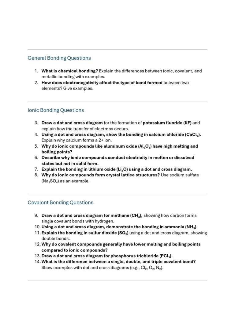 Combined Science Chemistry Questions | PDF