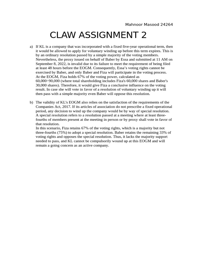 Claw Assignment 2-24264 Mahnoor Masood | PDF