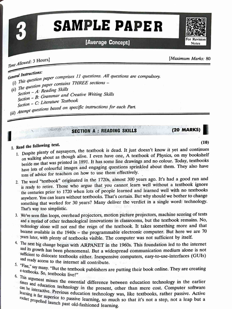 Class X Eng Sample Paper 3 | PDF