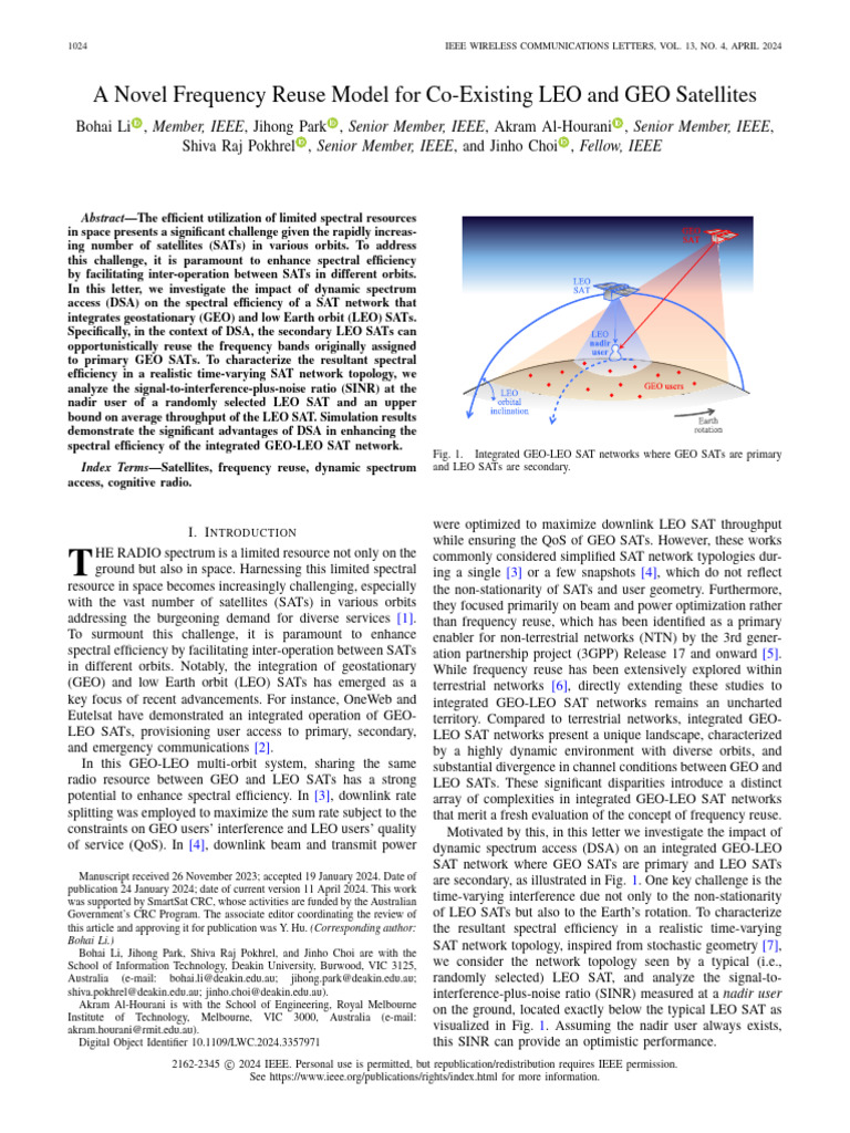 Frequency Reuse in GEO-LEO Satellites | PDF | Channel Access Method ...