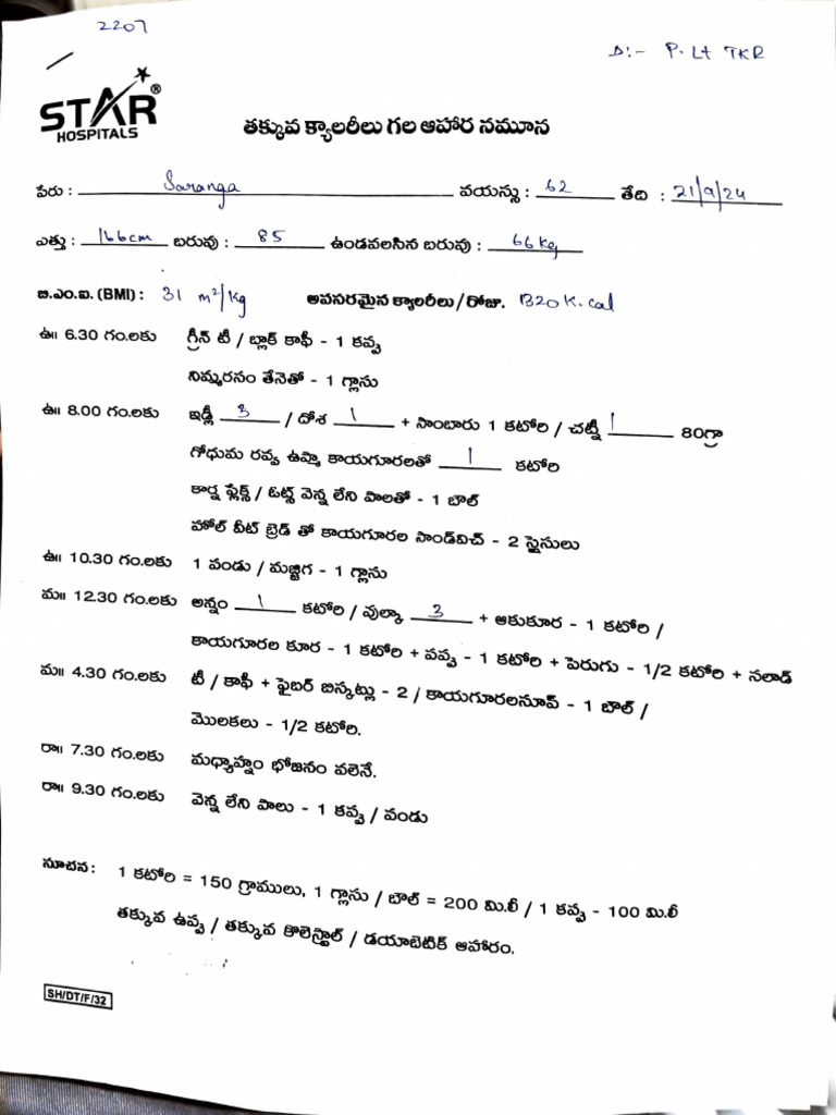Diet Chart Daddy Star Hospital | PDF | Fruit | Foods