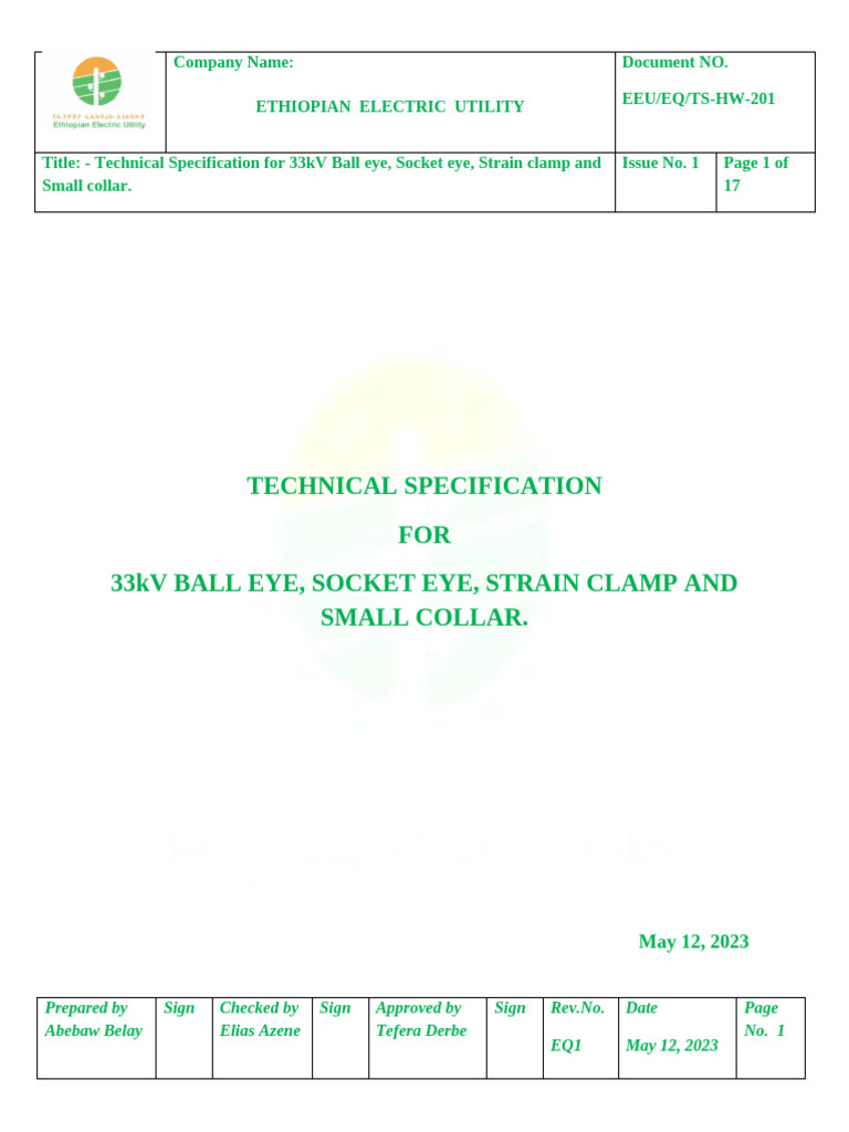 33kV Line Fittings Specs | PDF | Electrical Connector | Specification ...