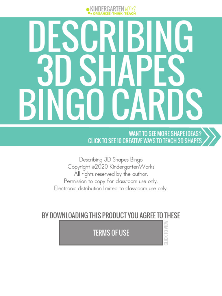 3D shape bingo | PDF