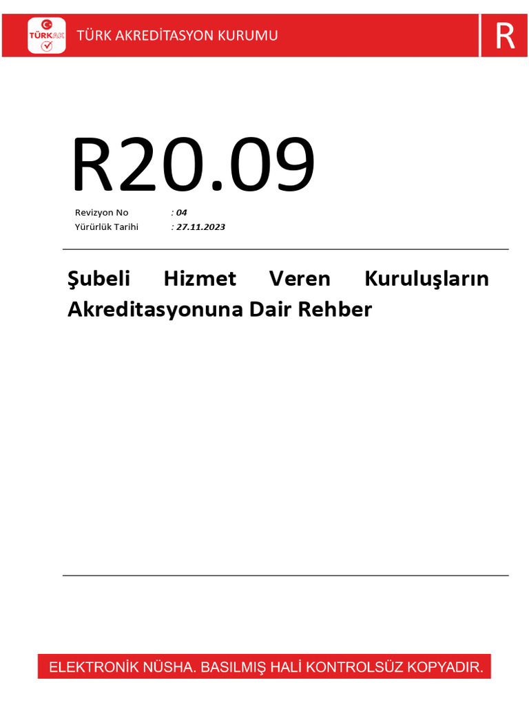 R20-09 - 04 - 0 - Şubeli Hizmet Veren Kuruluşların Akreditasyonuna Dair Rehber | PDF