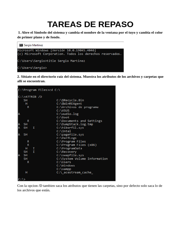 Tareas de repaso | PDF | Archivo de computadora | Directorio (Computación)