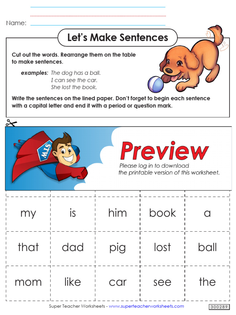 Sentence Building Activity for Kids | PDF