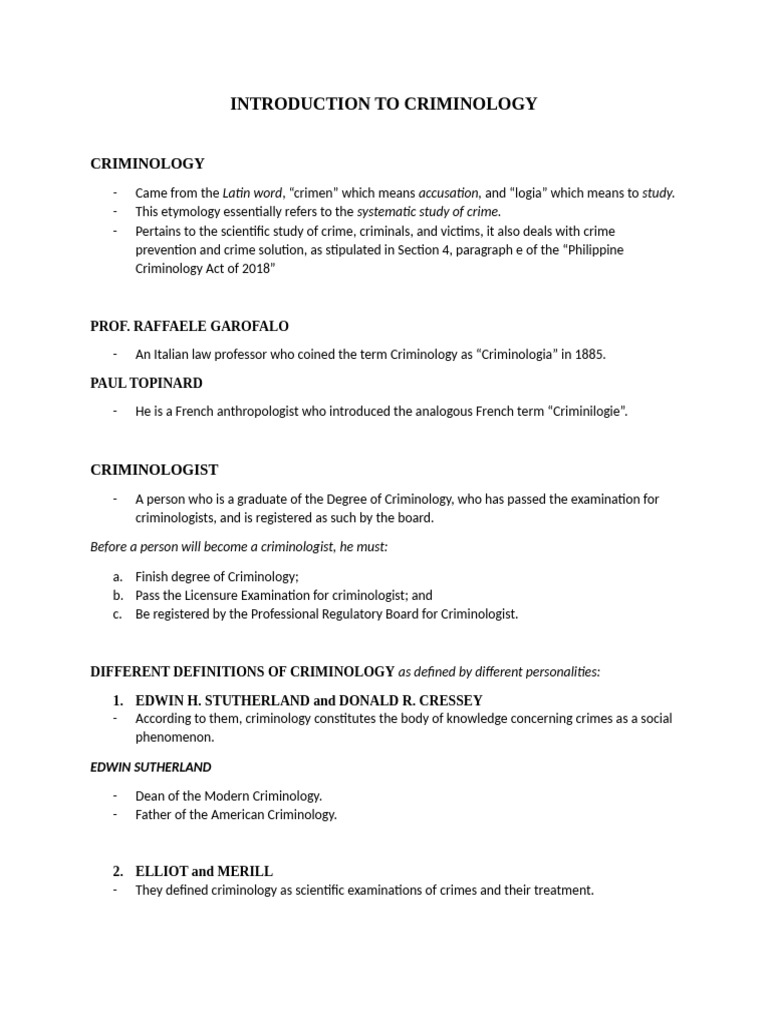 Introduction To Criminology | PDF | Criminology | Crimes