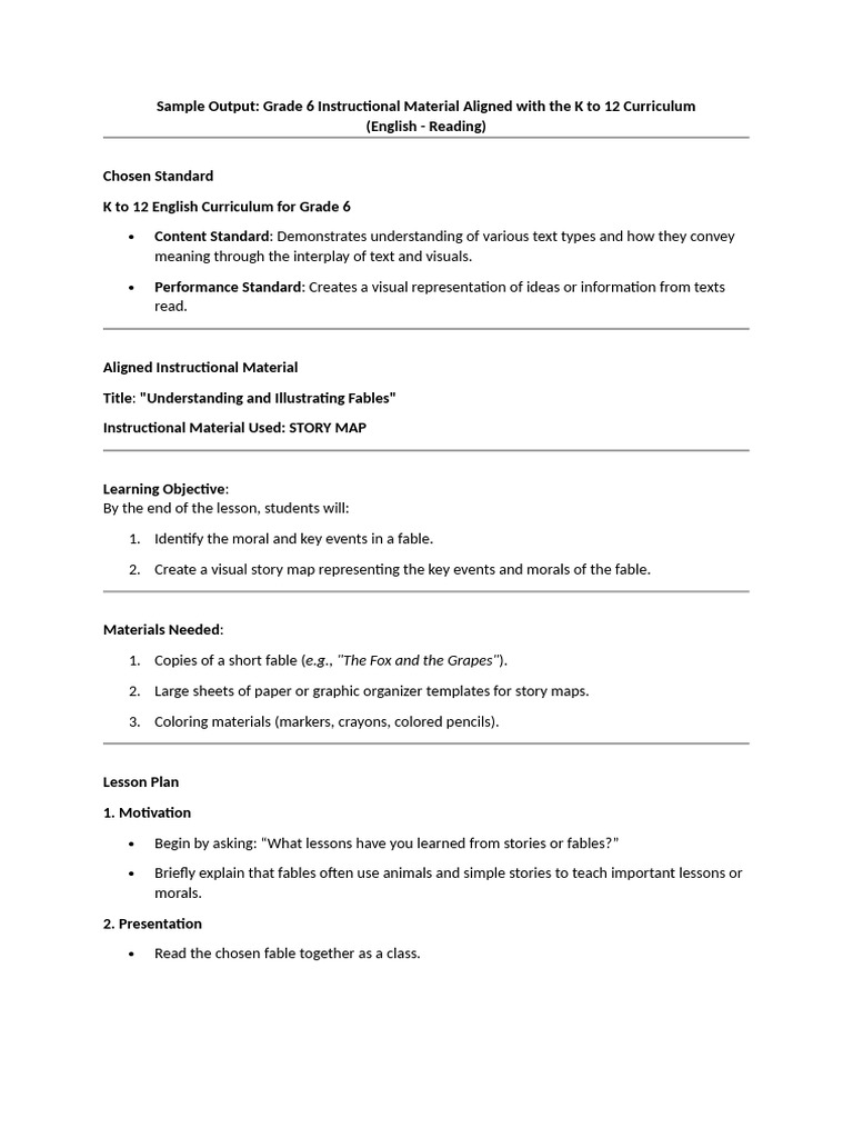 GRADE 6- I.M | PDF | Fable | Cognition