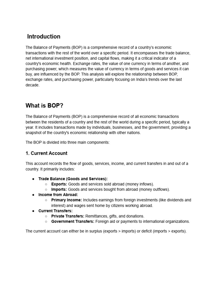 How Does The BOP Influence Exchange Rate and Purchasing Power - Analyse ...