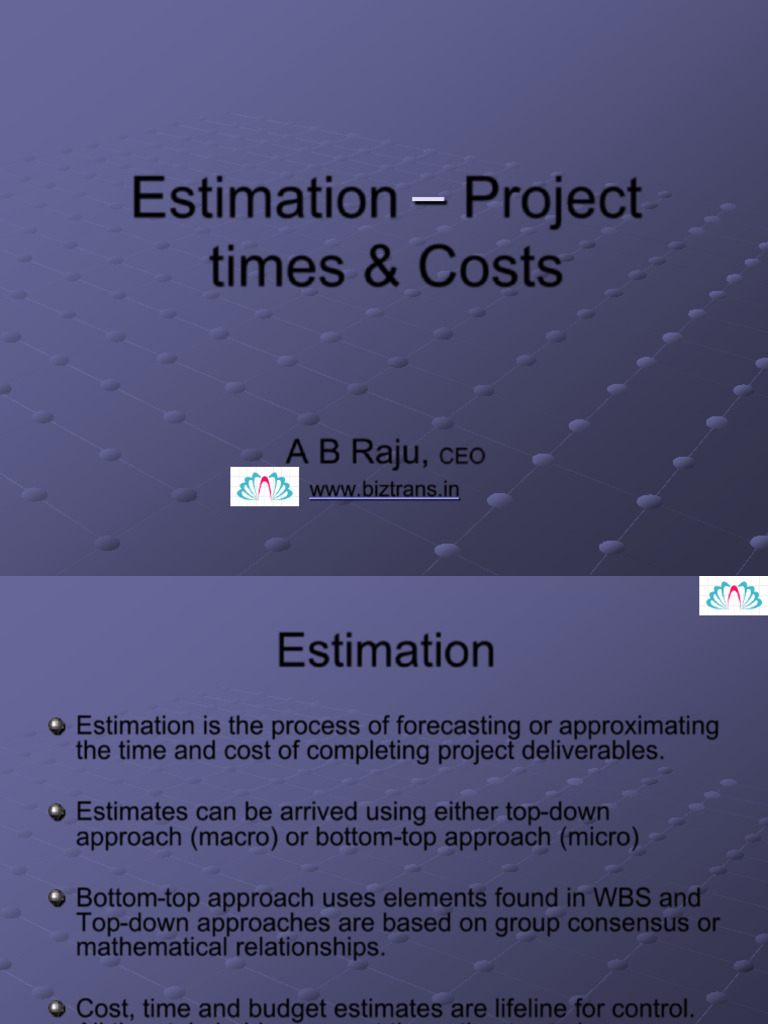 Estimation - Project Times & Cost | PDF