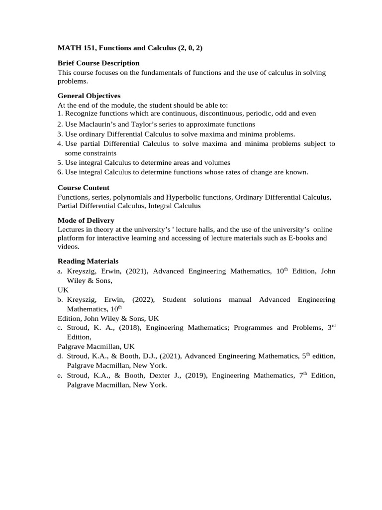 Calculus Essentials for Students | PDF