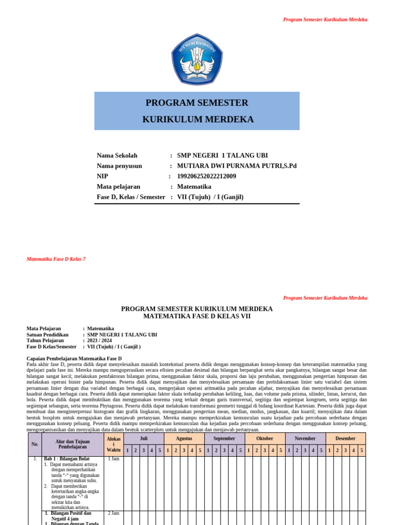PROMES Kurikulum Merdeka | PDF
