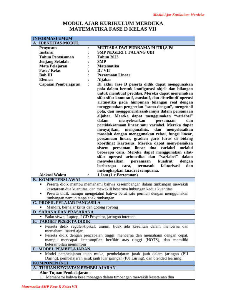 Modul Ajar Bab III | PDF