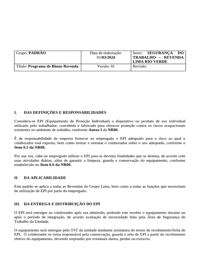 Padrão de Troca de EPI | PDF | Reciclagem | Desperdício