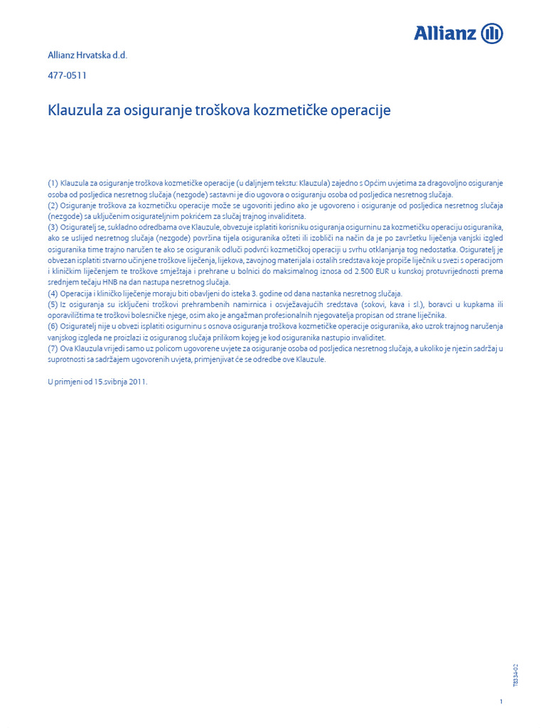 Uvjeti osiguranja 477-0511 | PDF