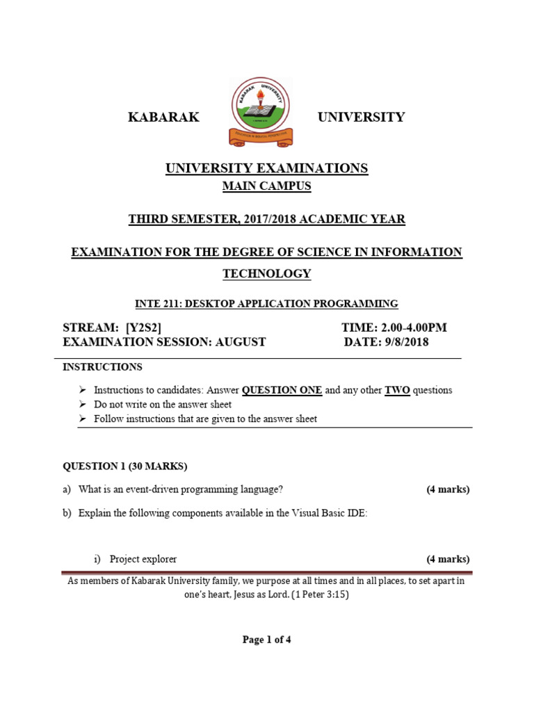 Inte 211 - Desktop Application Programming | PDF | Software | Computer Engineering