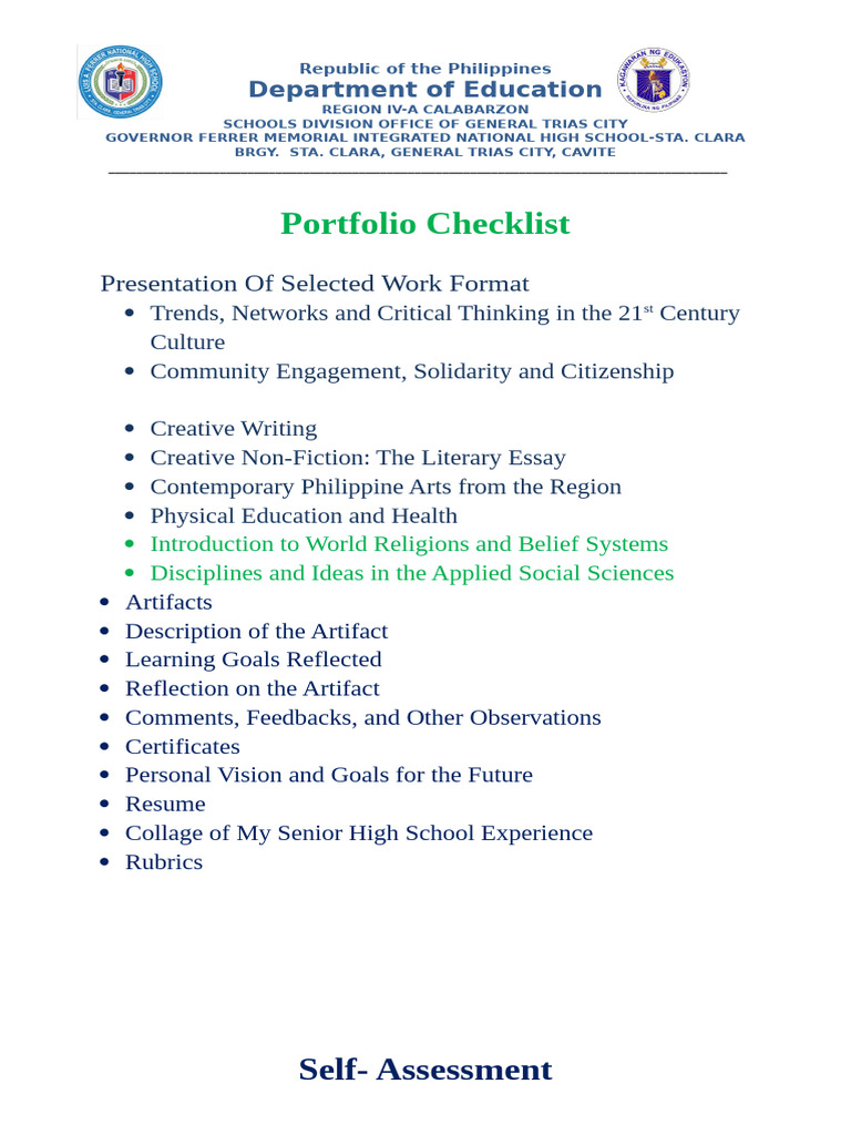 2- portfolio checklist | PDF