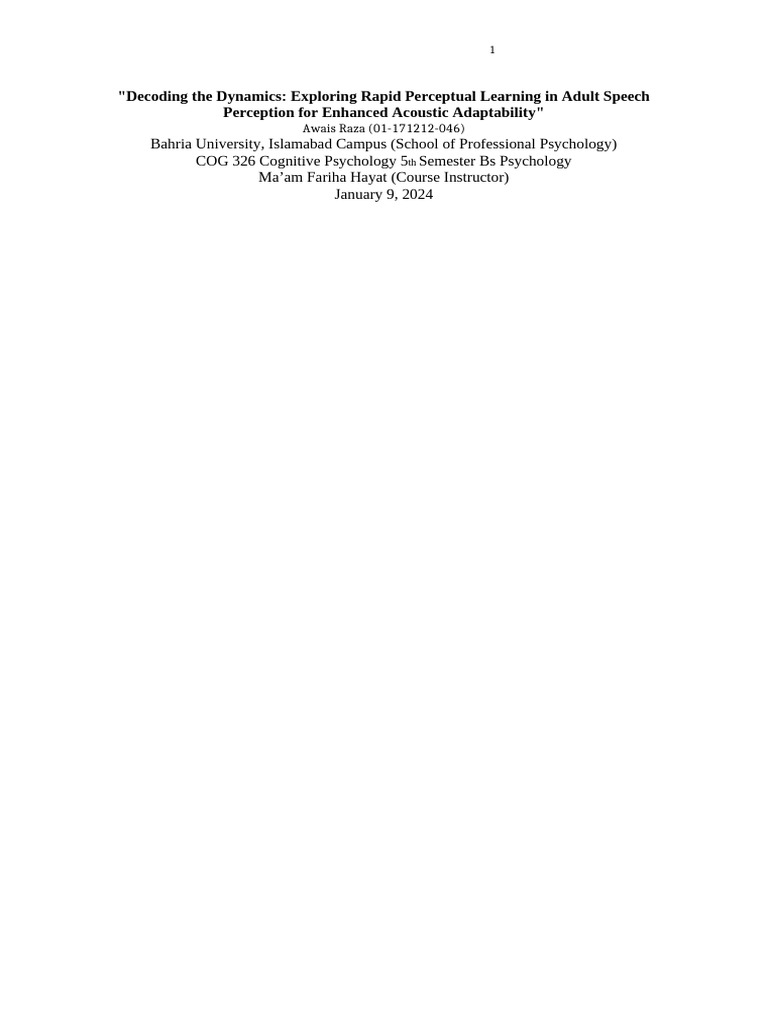 Decoding the Dynamics | PDF | Perception | Learning