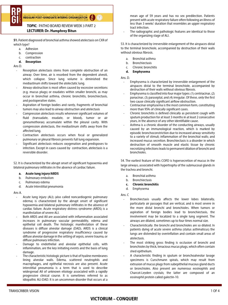 Patho-BR-Week-3-Part-2 | PDF | Lung | Chronic Obstructive Pulmonary Disease